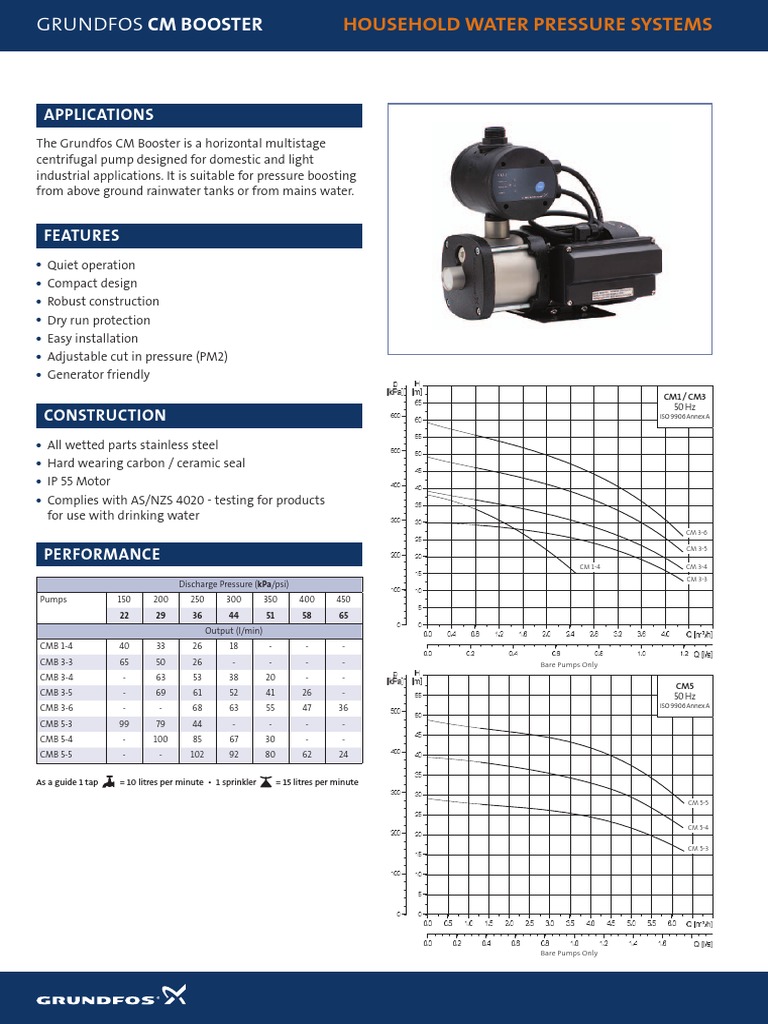 Grundfos CM DataSheet PDF | PDF | Pump | Gas Technologies