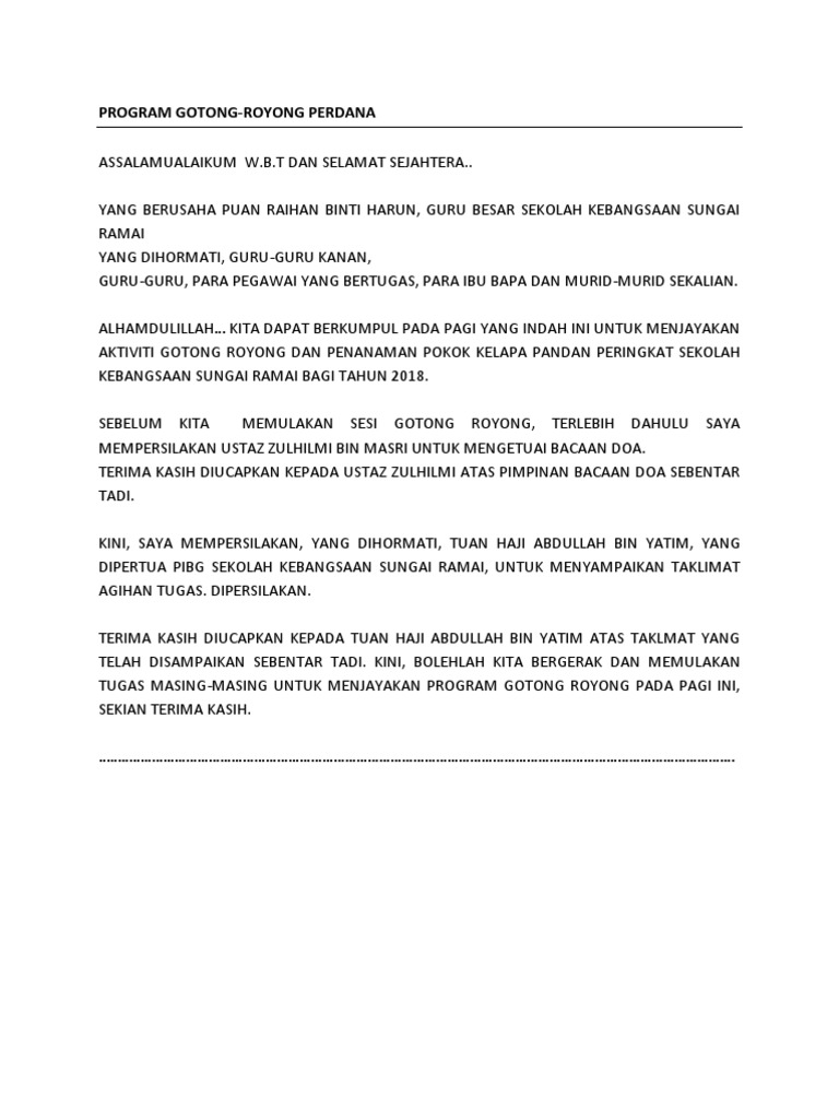 Teks MC Program Gotong | PDF