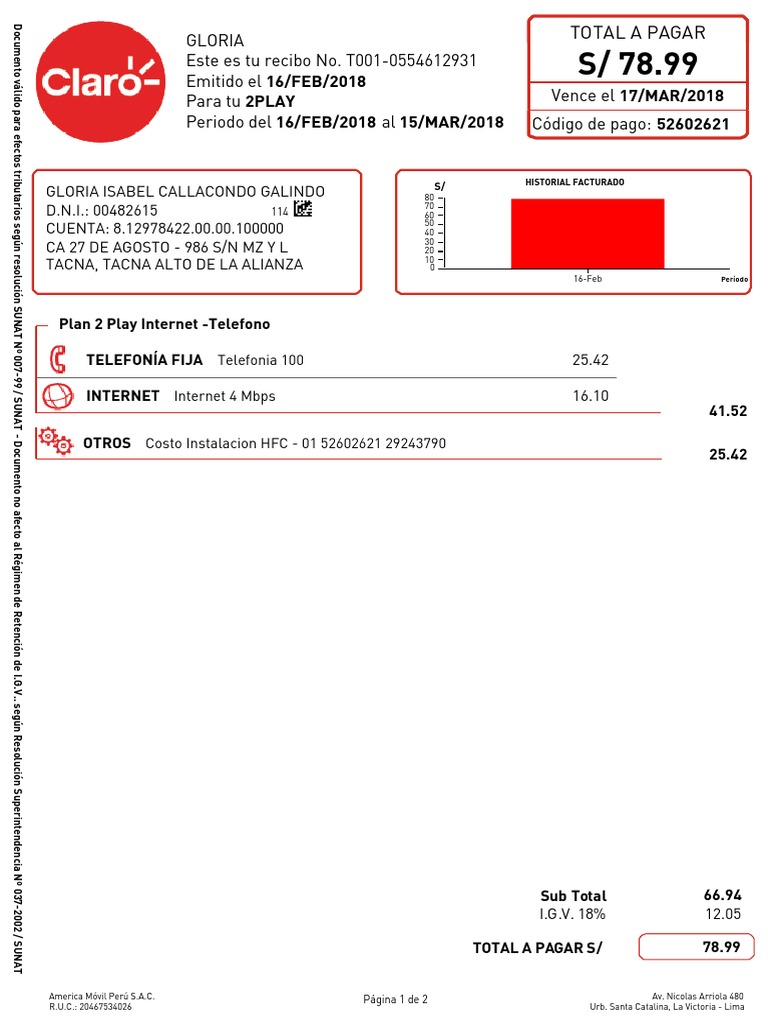 Recibo | PDF | Telecomunicaciones | Science
