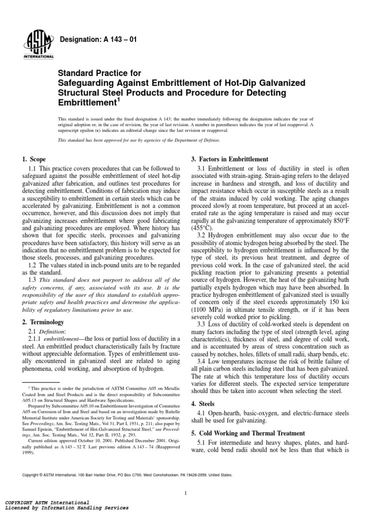 ASTM A 143.pdf | Strength Of Materials | Galvanization