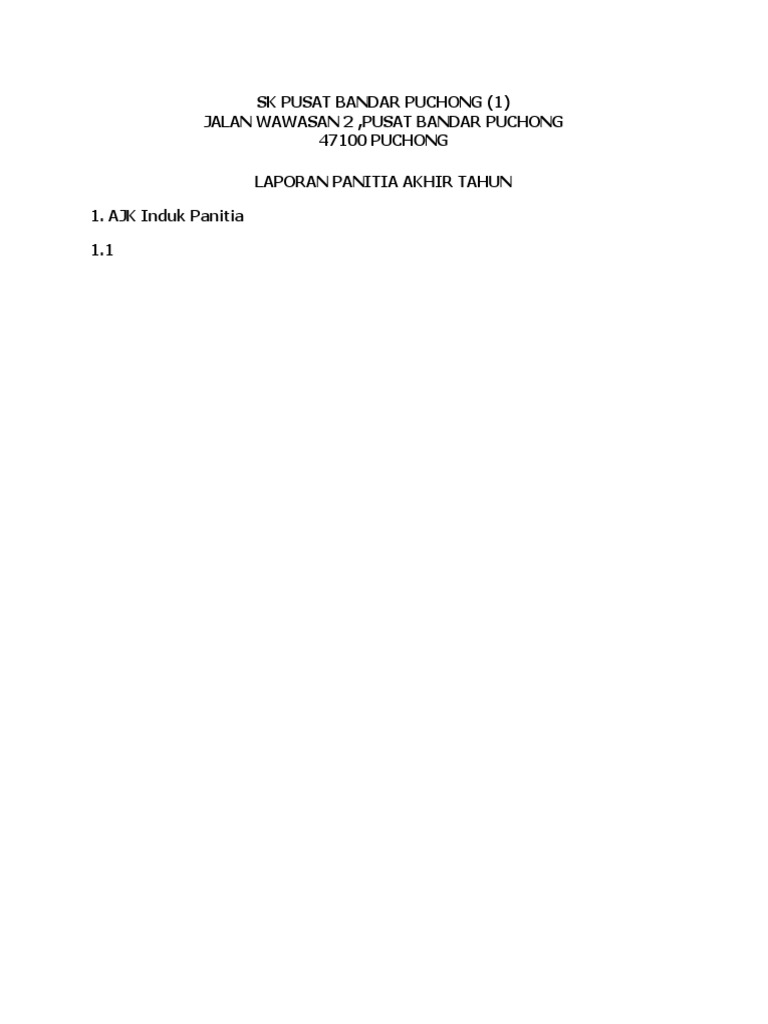 Contoh Laporan Akhir Tahun Panitia PSV | PDF