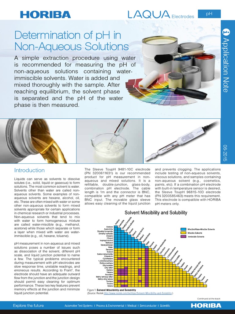 Electrodes of PH Meter For Non-Aqueous Solutions | PDF | Ph | Solution