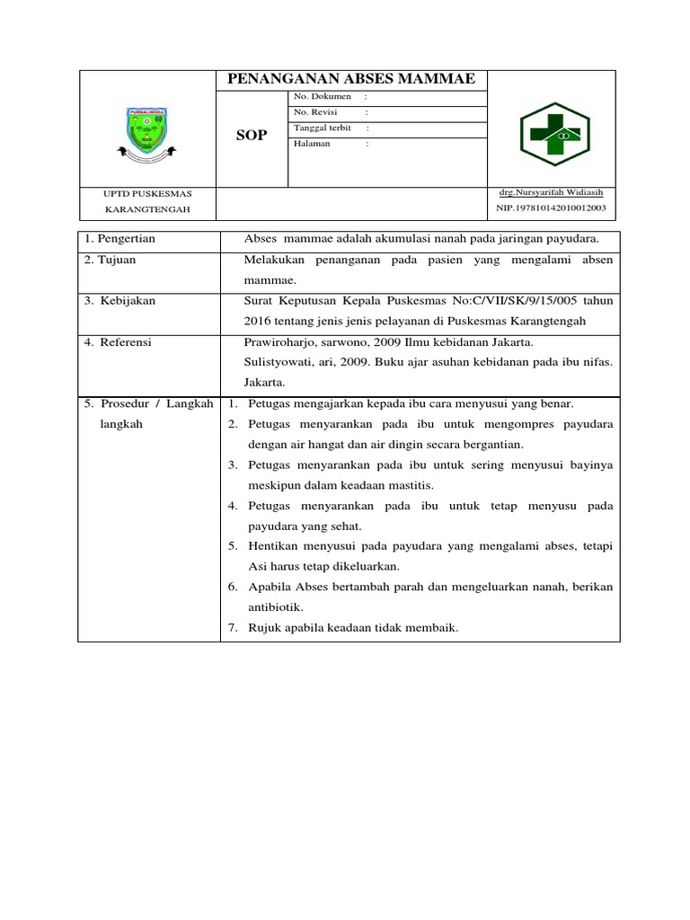 SOP Penanganan Abses Mammae | PDF