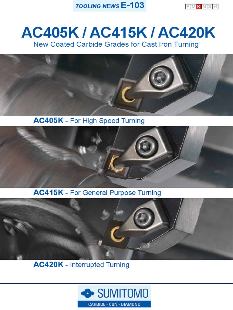 Sumitomo Ac405k Ac415k Ac420k | PDF | Machining | Materials