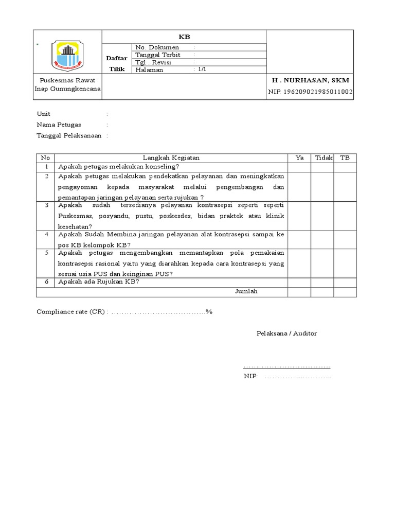 Daftar Tilik KB | PDF