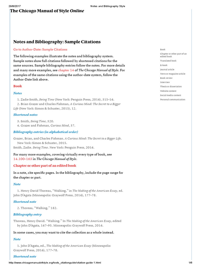 Chicago Notes and Bibliography Style | Download Free PDF | Citation ...
