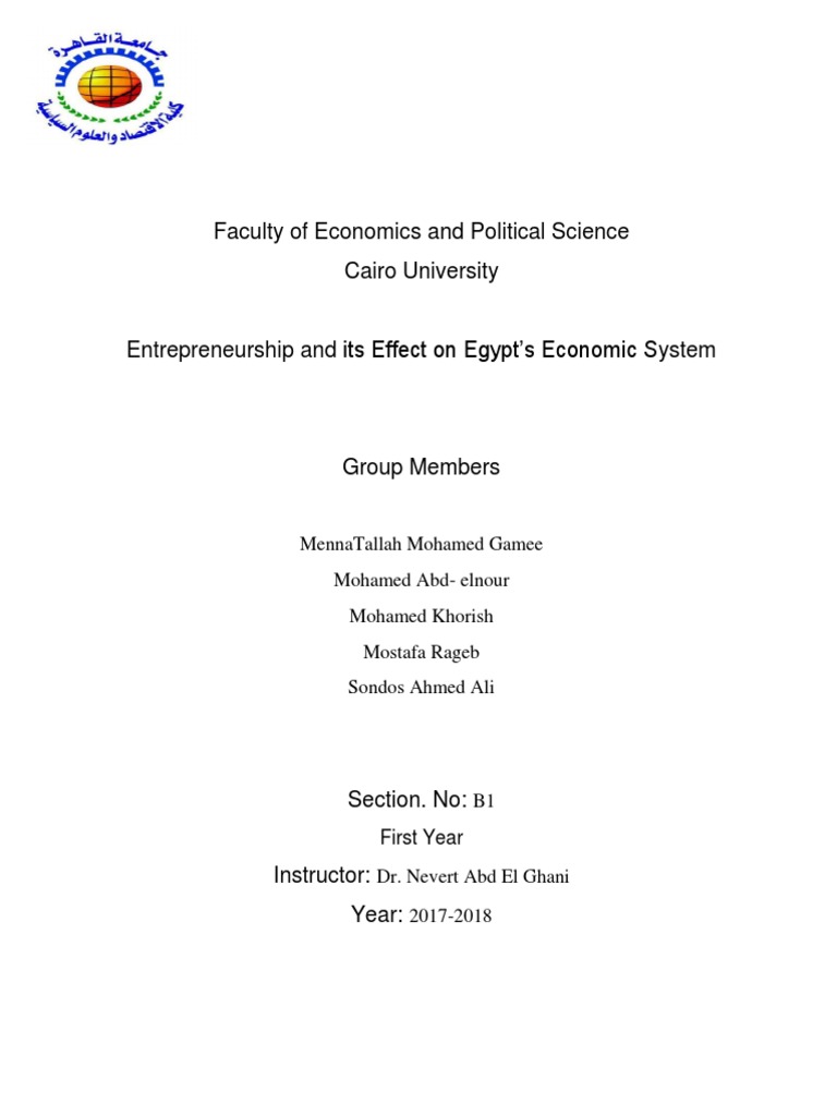 Entrepreneurship and Its Effect On Egypt's Economic System | PDF ...