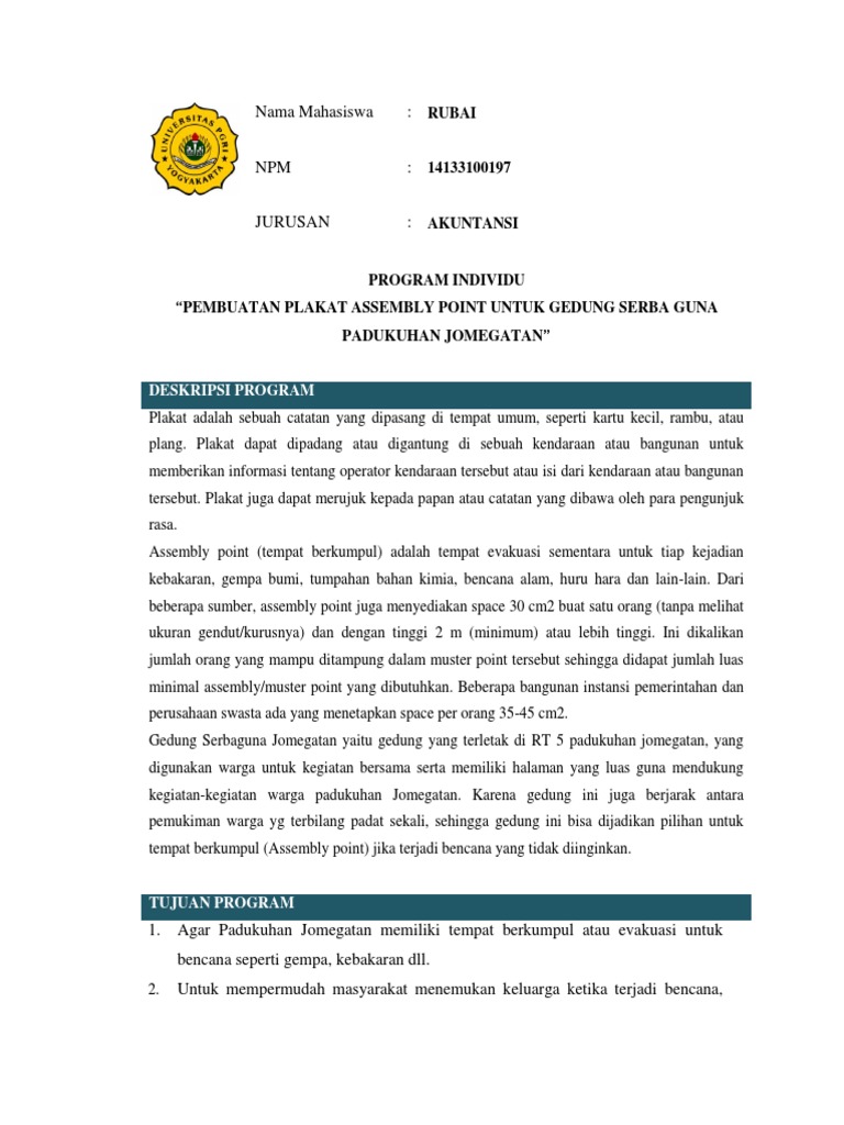 Program Pembuatan Assembly Point | PDF
