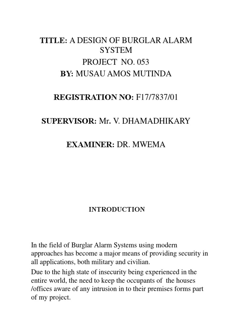 A Design of Burglar Alarm System Capable of Detecting and Warning On ...