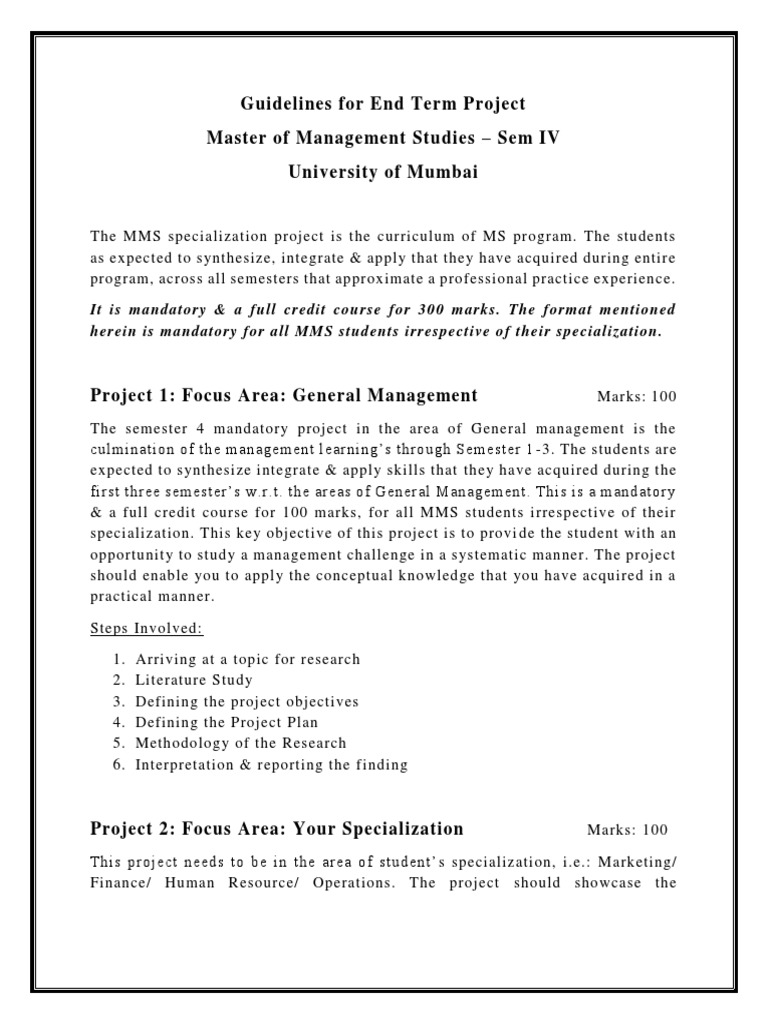 Guidelines - MMS - Project IV Sem | PDF | Citation | Science