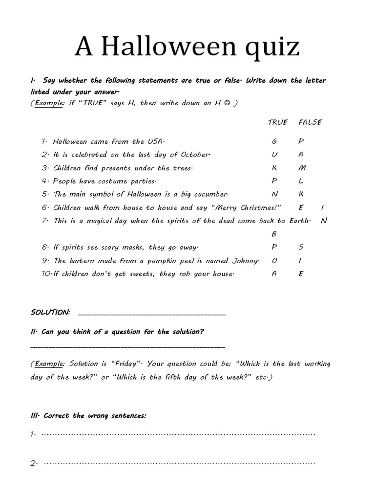 Halloween Quiz for Kids | PDF