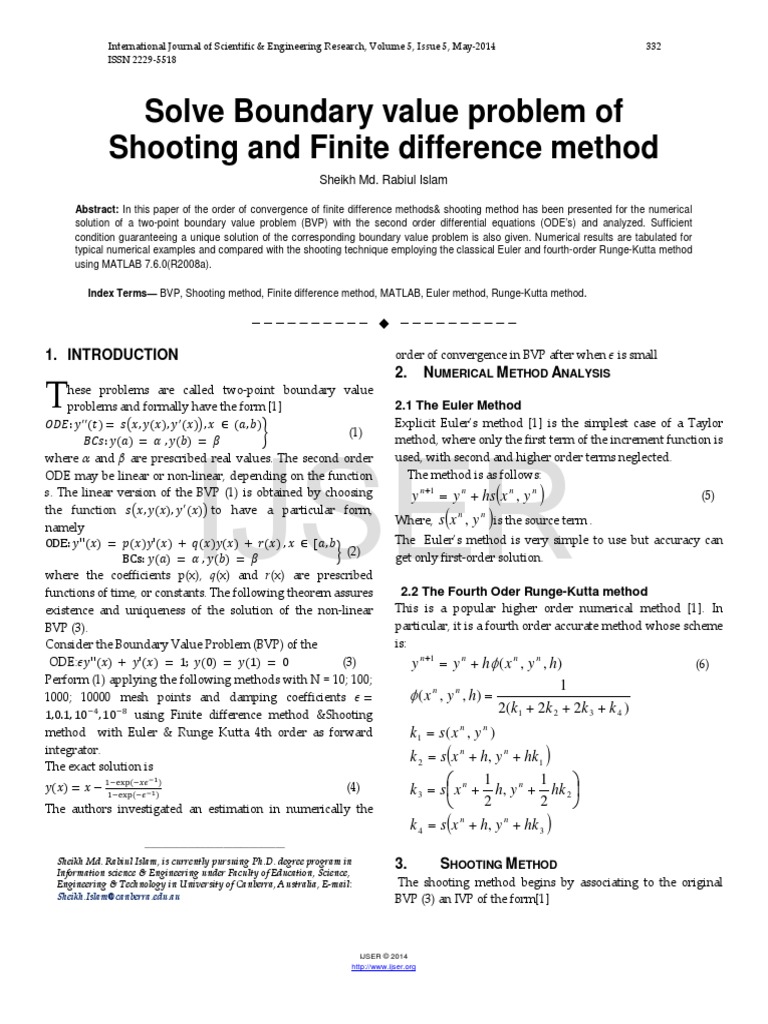 Solve Boundary Value Problem of Shooting and Finite Difference Method ...