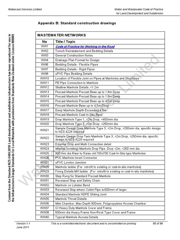 Standard Construction Drawings for Wastewater Networks | PDF | Flood ...