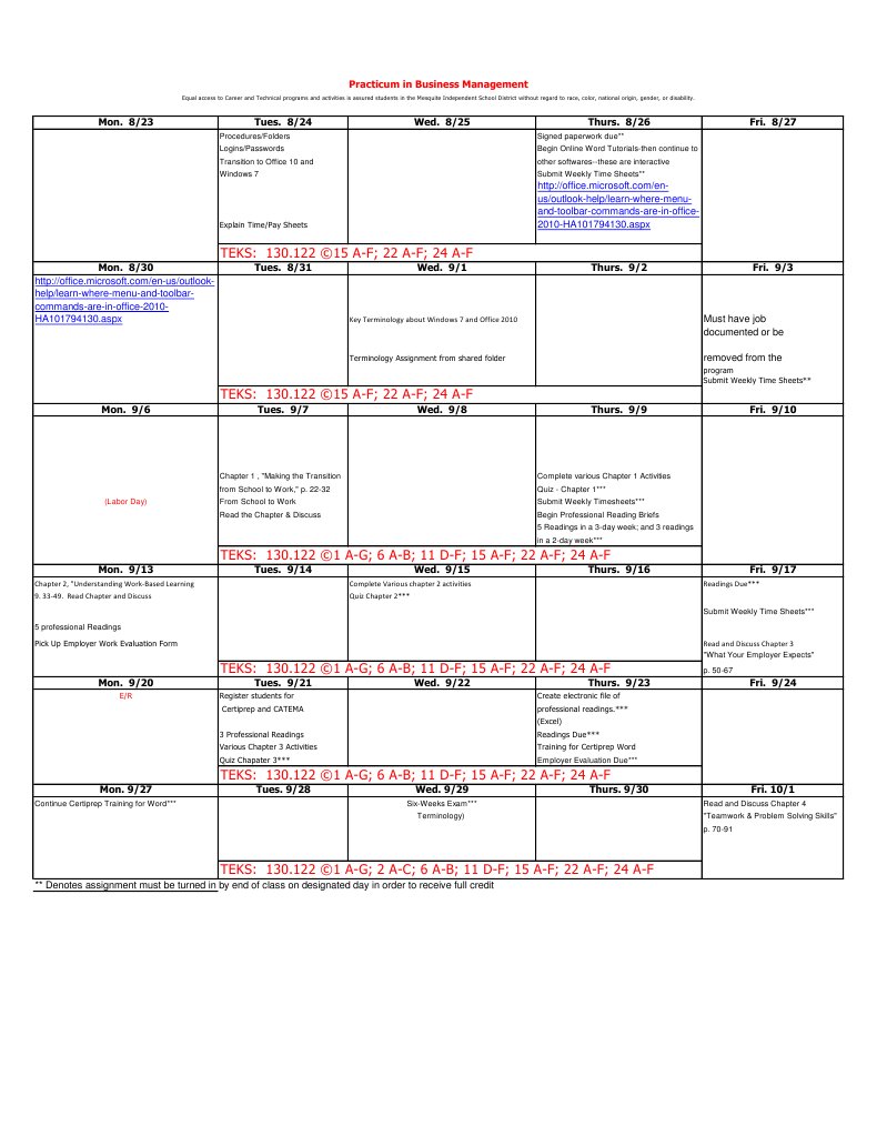 Practicum Calendar | PDF | Communication | Cognition