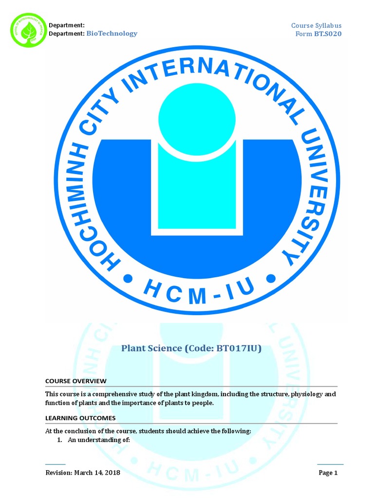 Plant Science Syllabus | PDF | Plant Nutrition | Plants