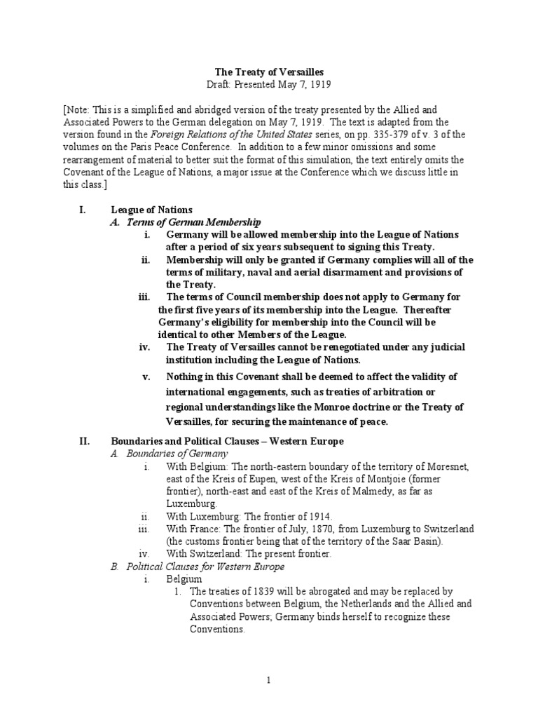Draft of the Treaty of Versailles | PDF | Poland | Germany