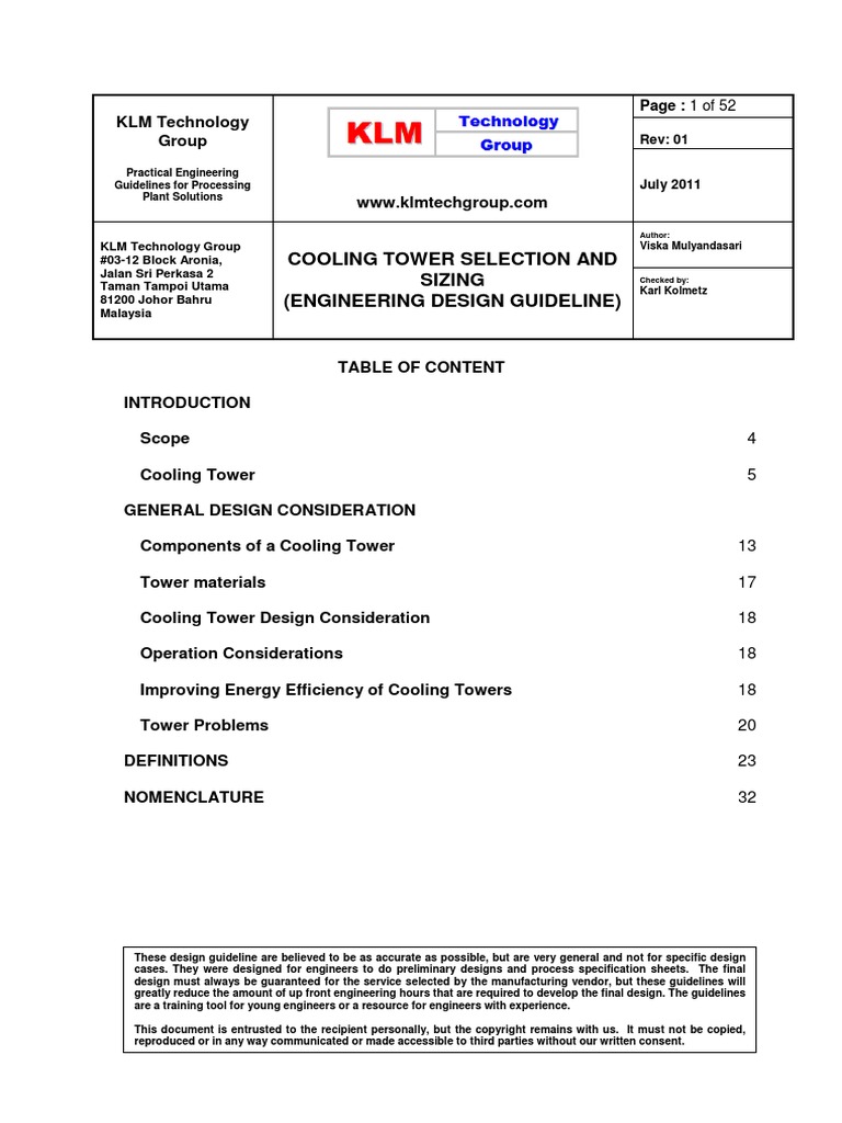 Handbook - Cooling Tower Selection and Sizing | PDF | Mechanical Fan ...