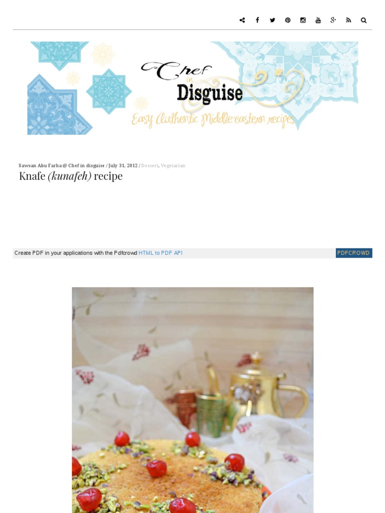 Middle Eastern Knafeh Recipe | PDF | Foods | Cuisine