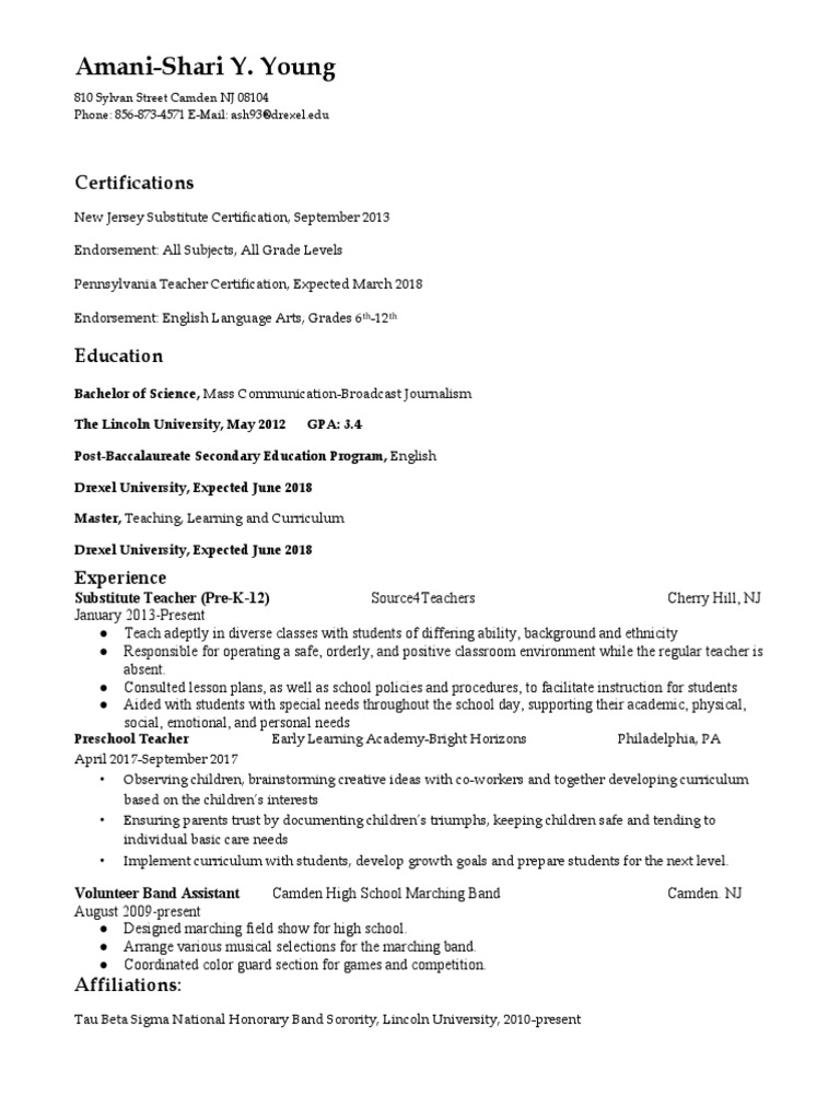 Amani Haskins Resume | PDF