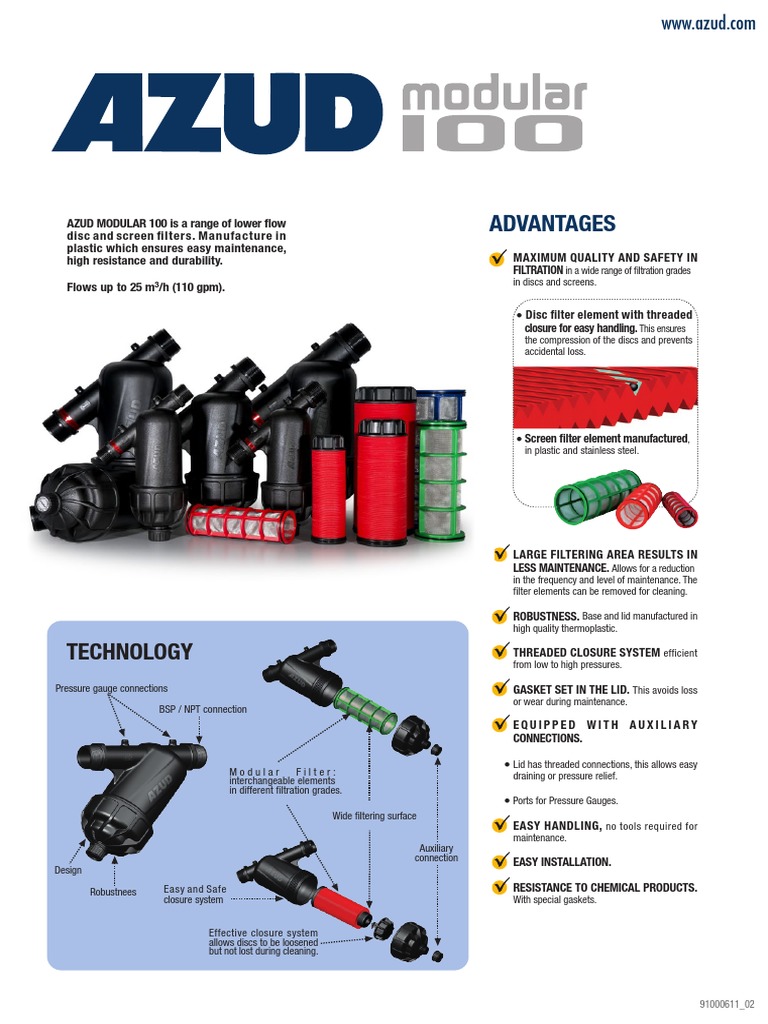 Azud Modular 100 Eng | PDF | Filtration | Building Materials