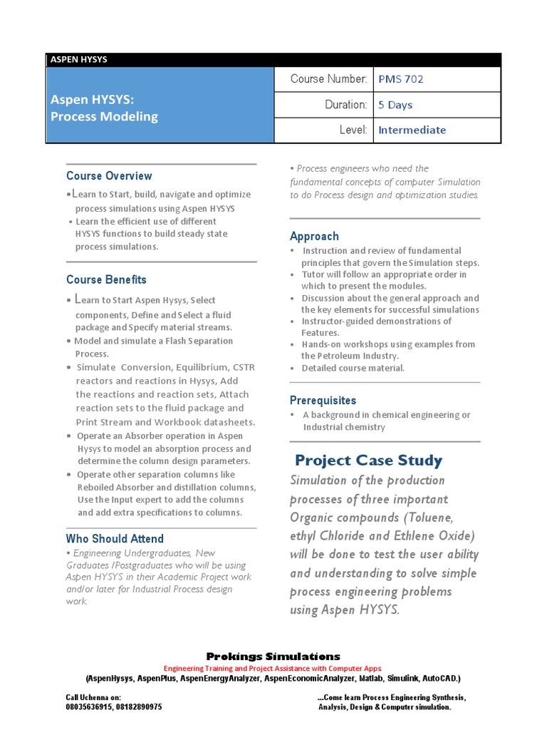 Aspen HYSYS Process Modeling Course | PDF | Simulation | Computer ...