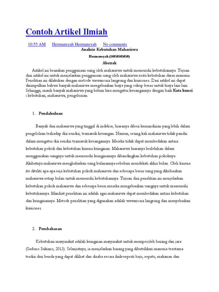 Contoh Artikel Ilmiah | PDF
