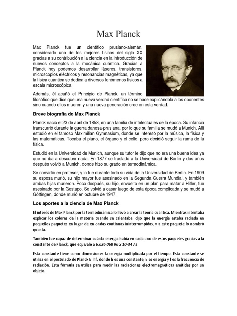 Max Planck | PDF | Física | Ciencias fisicas