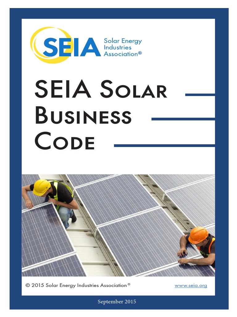 SEIA Solar Business Code | PDF | Business | Energy And Resource
