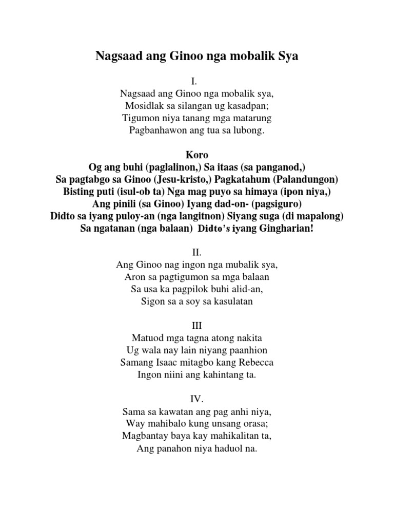 Nagsaad Ang Ginoo Nga Mobalik Sya | PDF