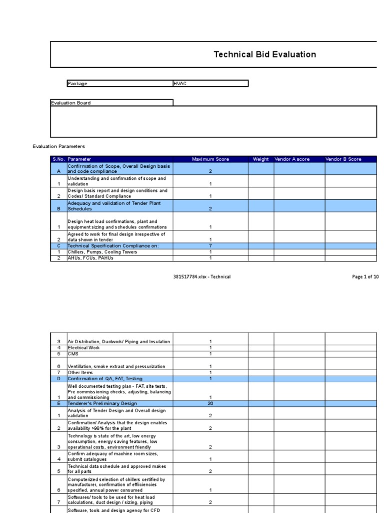 Technical Bid Evaluation Report Sample