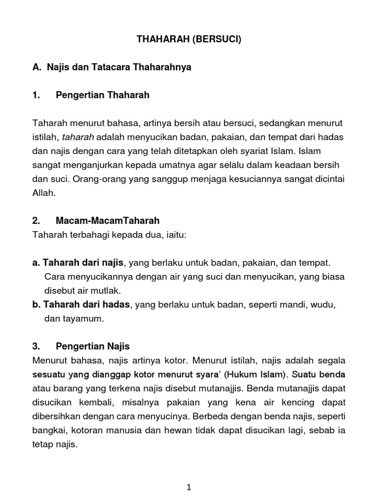 Pengertian dan Macam Thaharah | PDF