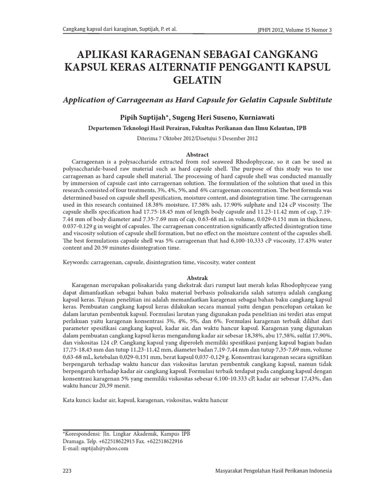 Aplikasi Karagenan Cangkang PDF | PDF | Cooking, Food & Wine