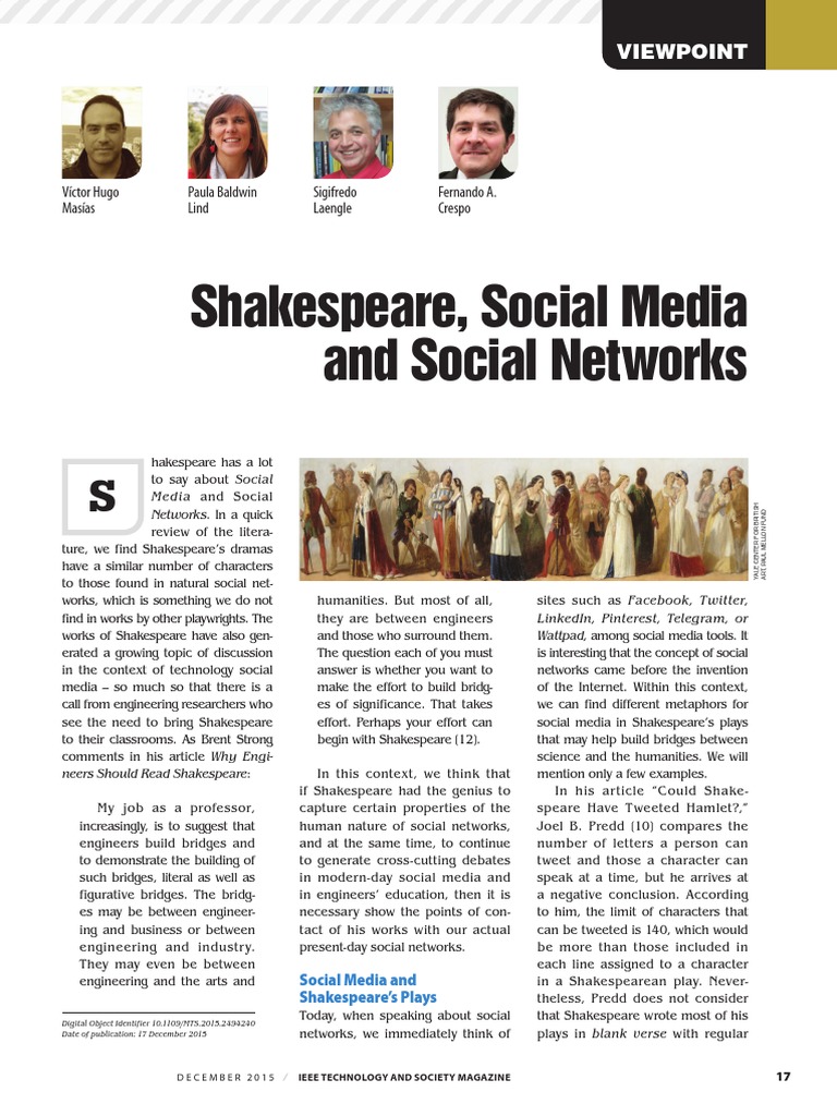 Shakespeare Social Media and Social Netw PDF | PDF | William ...