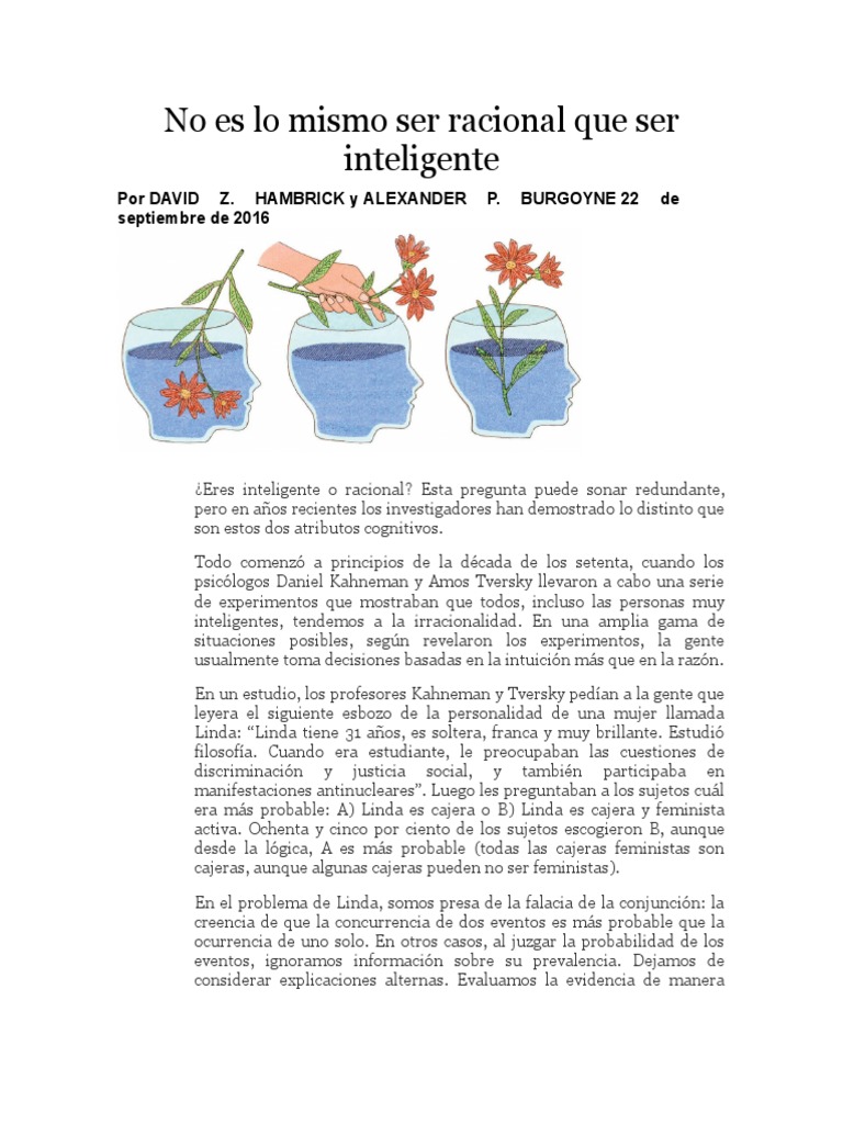 No Es Lo Mismo Ser Racional Que Ser Inteligente | PDF | Cociente de ...