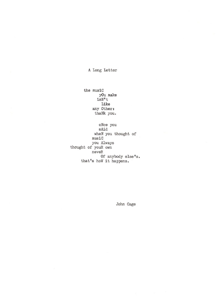 John Cage - A Long Letter (Conlon Nancarrow) | PDF
