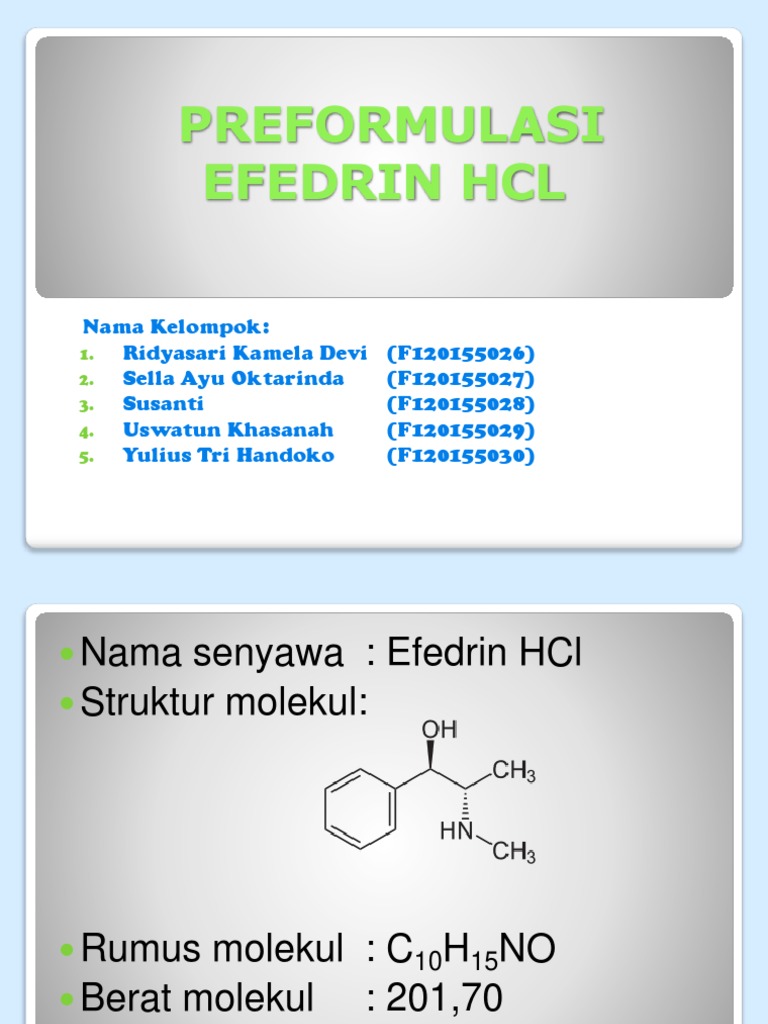 Preformulasi Efedrin HCL | PDF