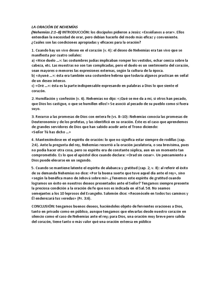 La Oración de Nehemías: Claves y Ejemplo | PDF | Oración | Biblia