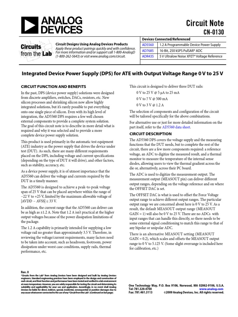 Circuit Note: Integrated Device Power Supply (DPS) For ATE With Output ...