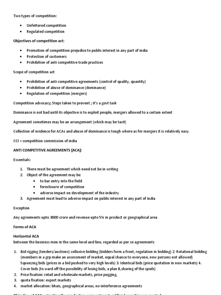 Competition Law Outline | PDF | Monopoly | Competition