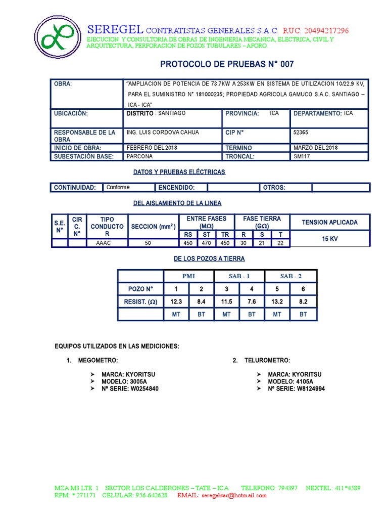 Protocolo de Pruebas | PDF