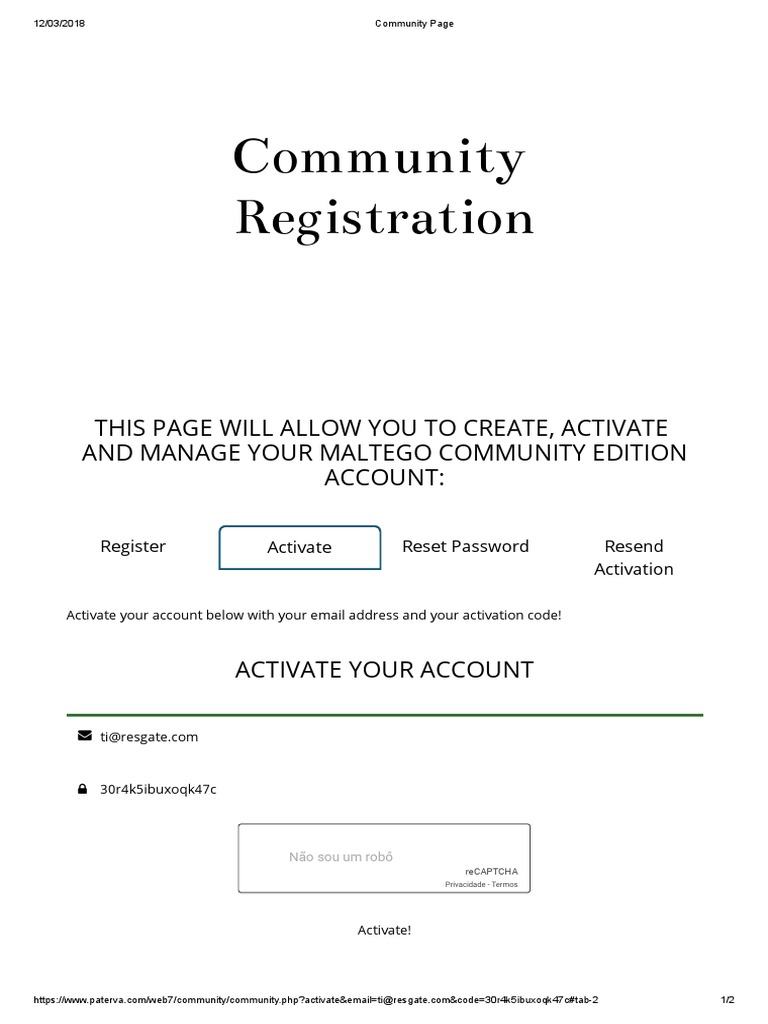 Maltego Community Account Setup | PDF