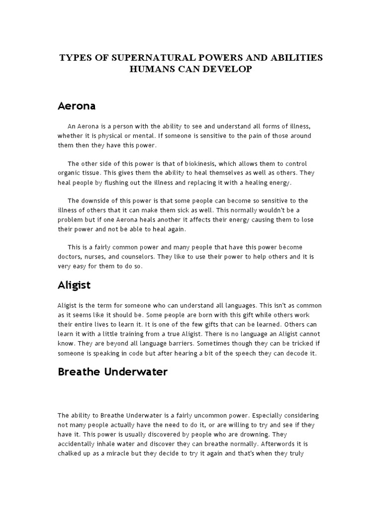 Supernatural Powers | PDF | Human | Mind