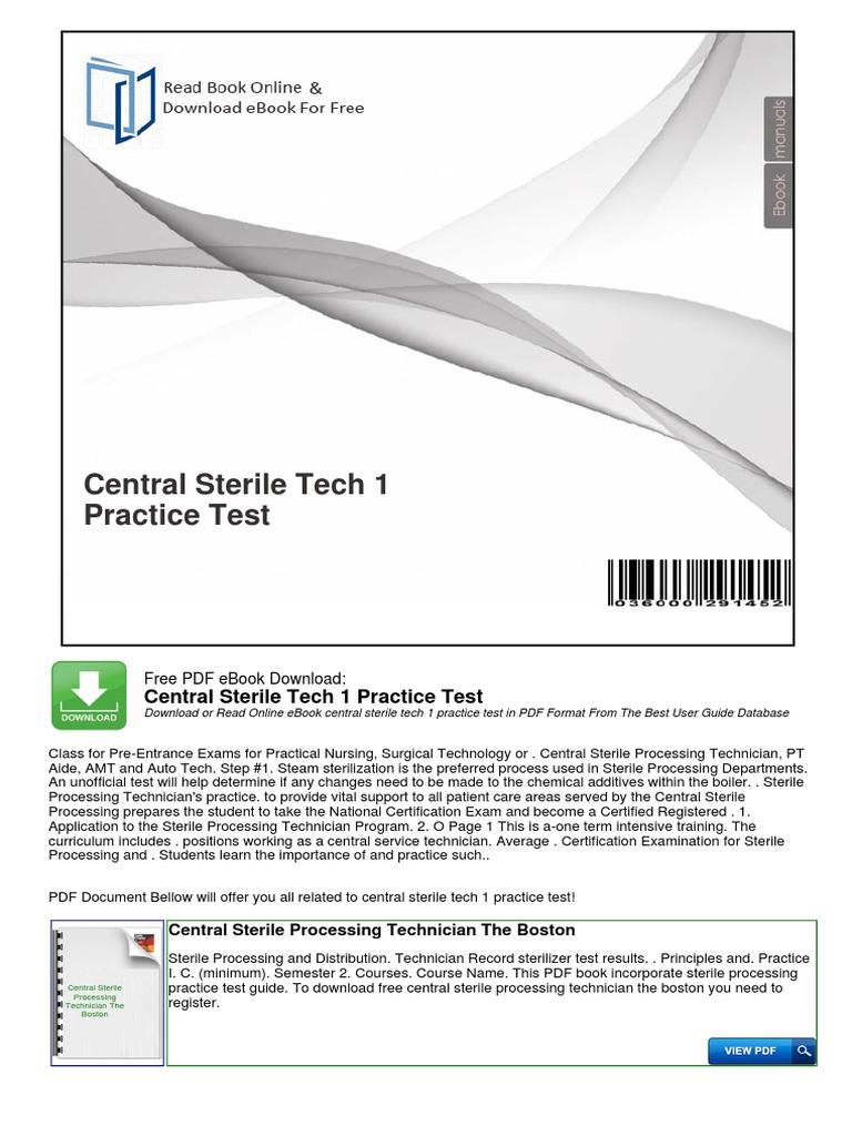 Central Sterile Tech 1 Practice Test | PDF | Sat | Medical College ...