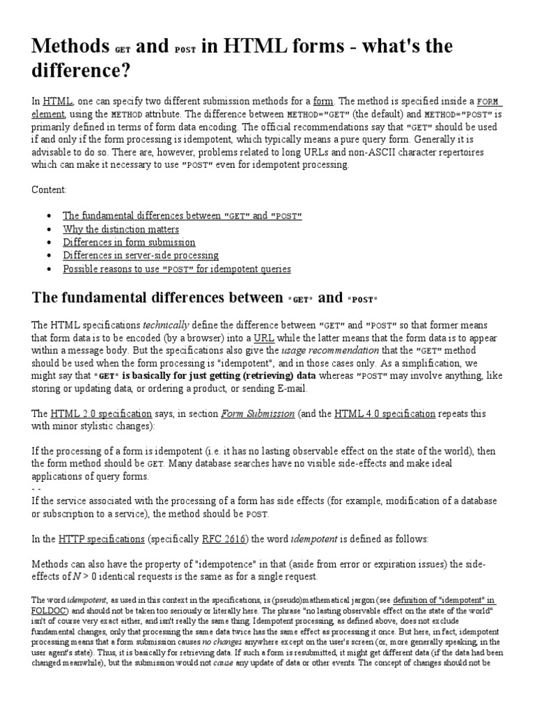 Methods GET and POST in HTML Forms | PDF | Hypertext Transfer Protocol ...