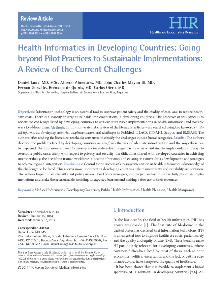 Health Informatics in Developing Countries | PDF | Interoperability ...