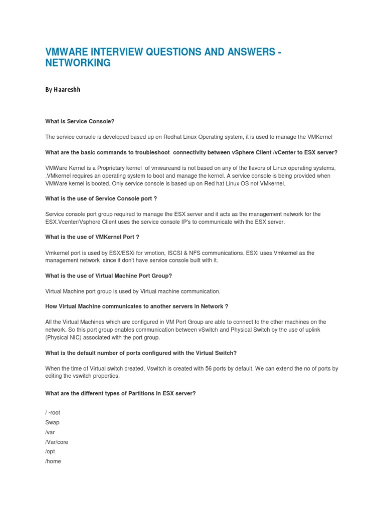 Vmware Interview Questions and Answers PDF | PDF | Areas Of Computer Science | Data Transmission