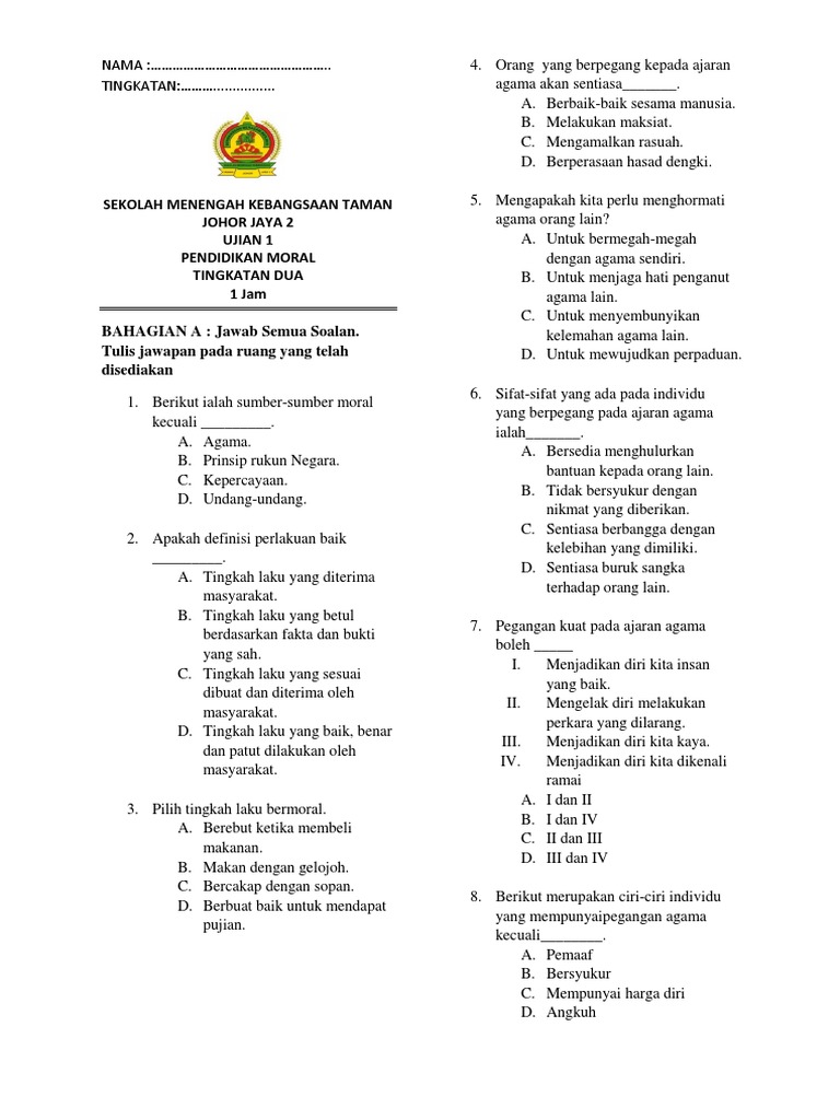 Moral Form 2 | PDF