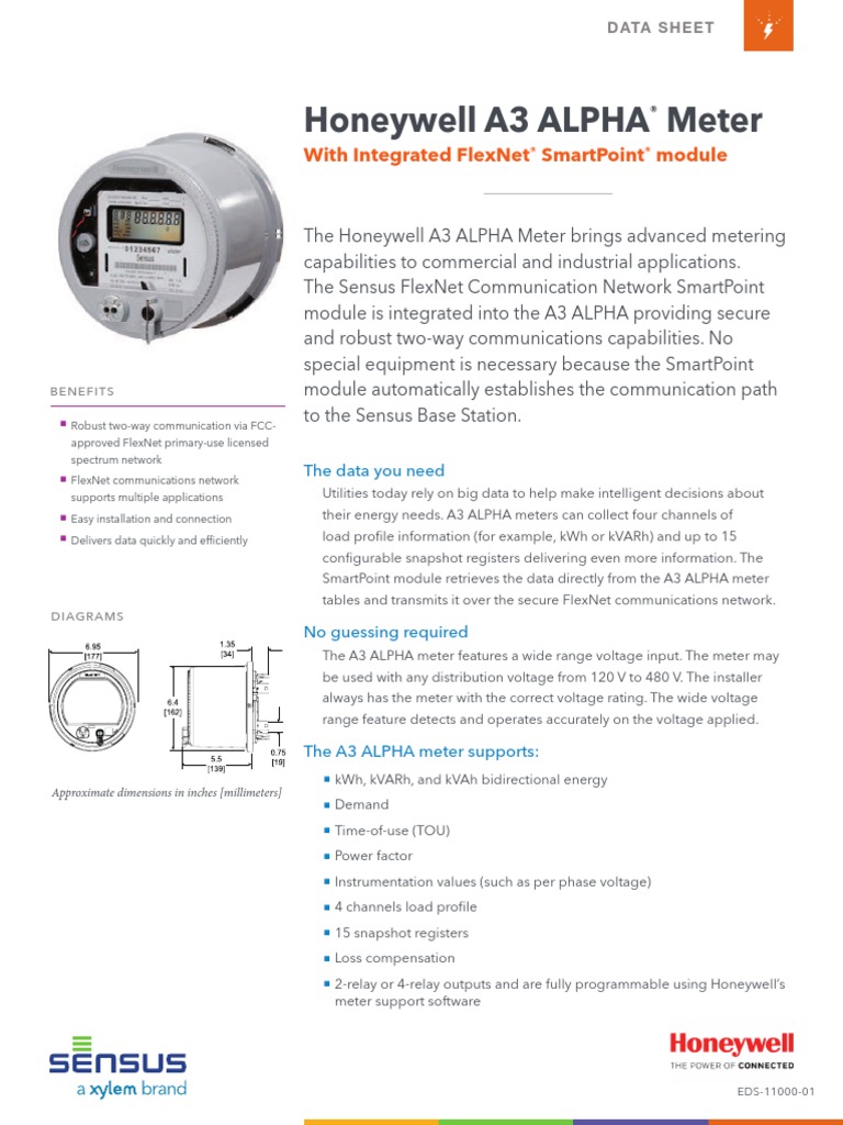 Honeywell A3 ALPHA Meter Data Sheet PDF | PDF | Hertz | Computer Network