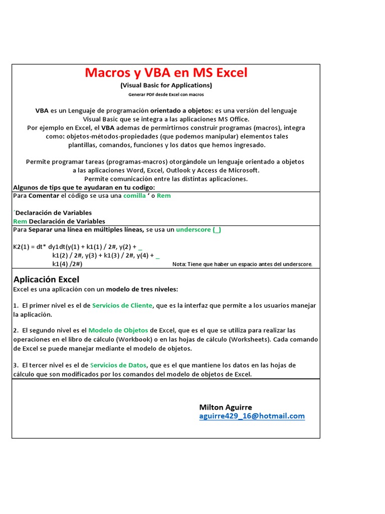 Macros Y Vba En Ms Excel Pdf Pdf Visual Basic Para Aplicaciones Microsoft Excel