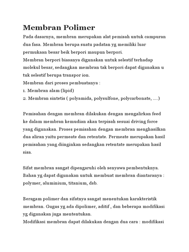 Membran Polimer | PDF